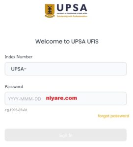 UPSA UFIS Platform - Student.upsa-ufis.com -Sign-in 2024